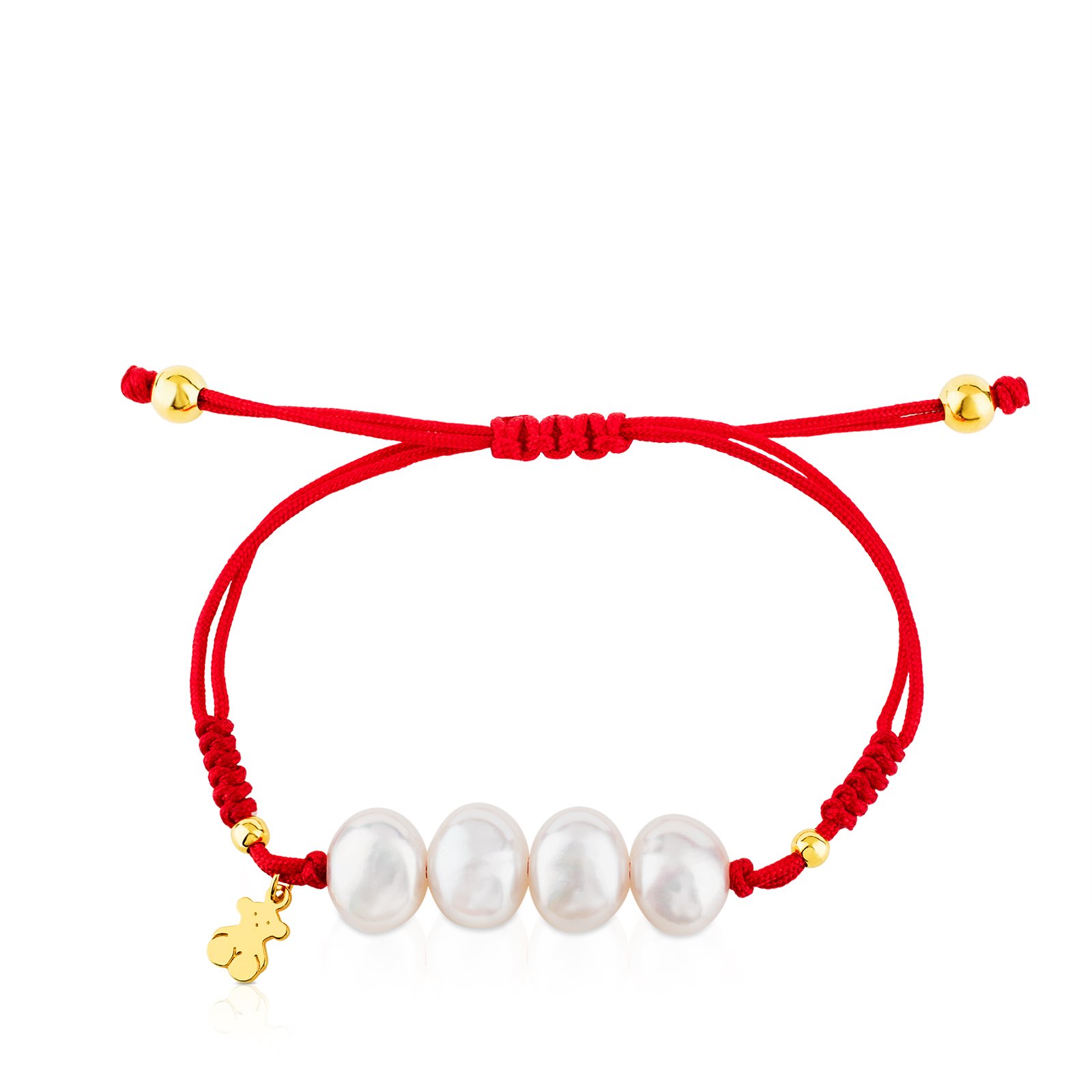 TOUS Vermeil Silver Bracelet for Women With Pearls, Length: 16 cm, Nudos Collection