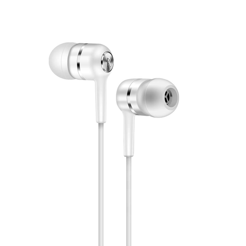 WooAwesome 5-Packs Wired Earbuds, in-Ear Headphones with Built-in Microphone and Remote, White