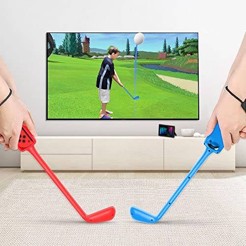 The Club for Mario Golf Super Rush, Golf Game Controller Grips for Super Mario Switch Game, 2 Pack Blue Red Clubs for Switch Mario Golf Club for Super Mario Golf Game