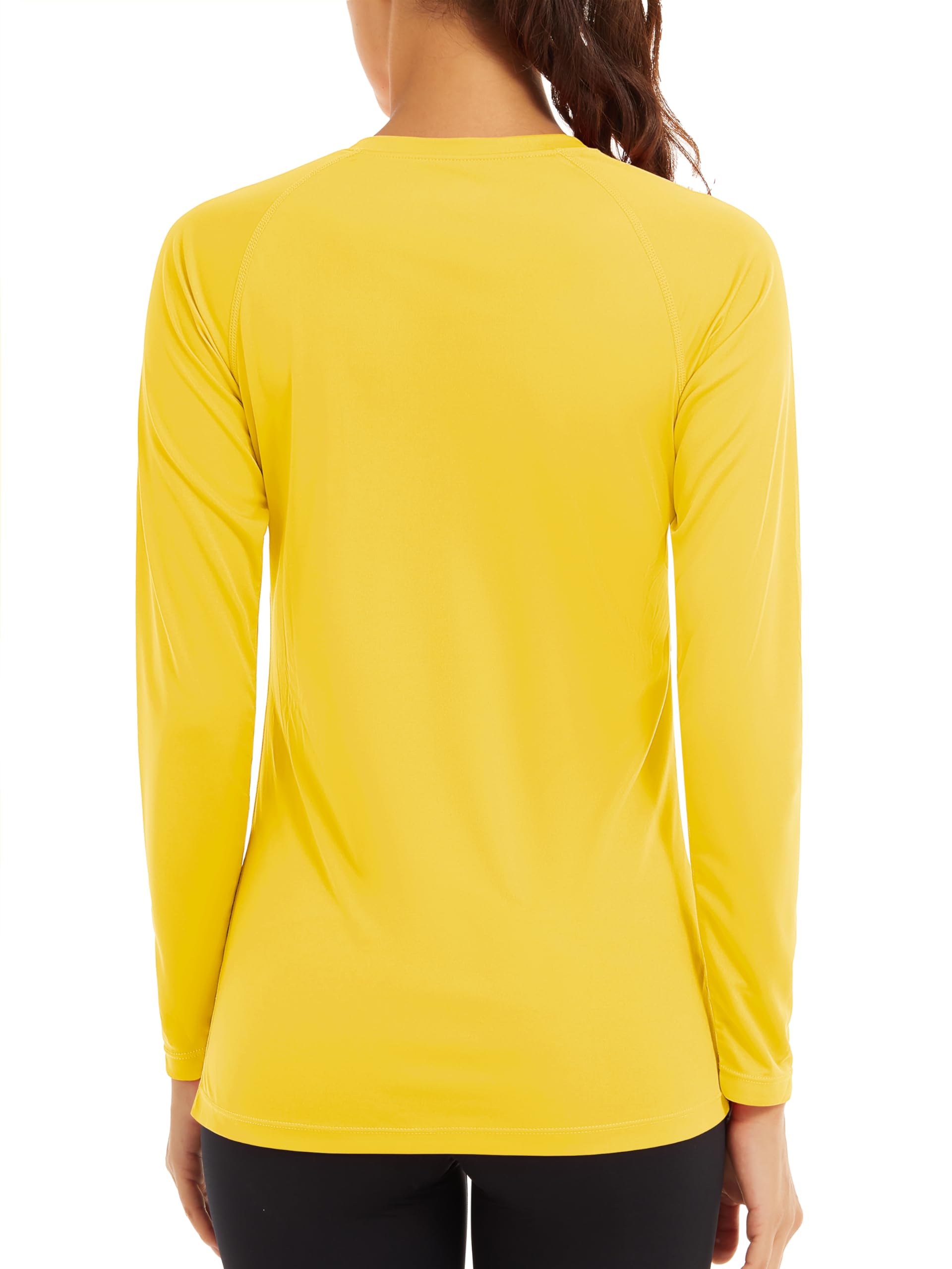 TACVASEN Womens Rash Guard Swim Tops UV Protection Long Sleeve Shirt Outdoors Performance T-Shirt Yellow S