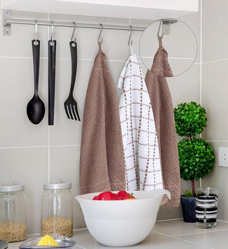 Utopia Towels Kitchen 12 Pack, 15 x 25 Inches, 100% Ring Spun Cotton Super Soft and Absorbent Linen Dish Towels, Tea Bar Set (Brown)