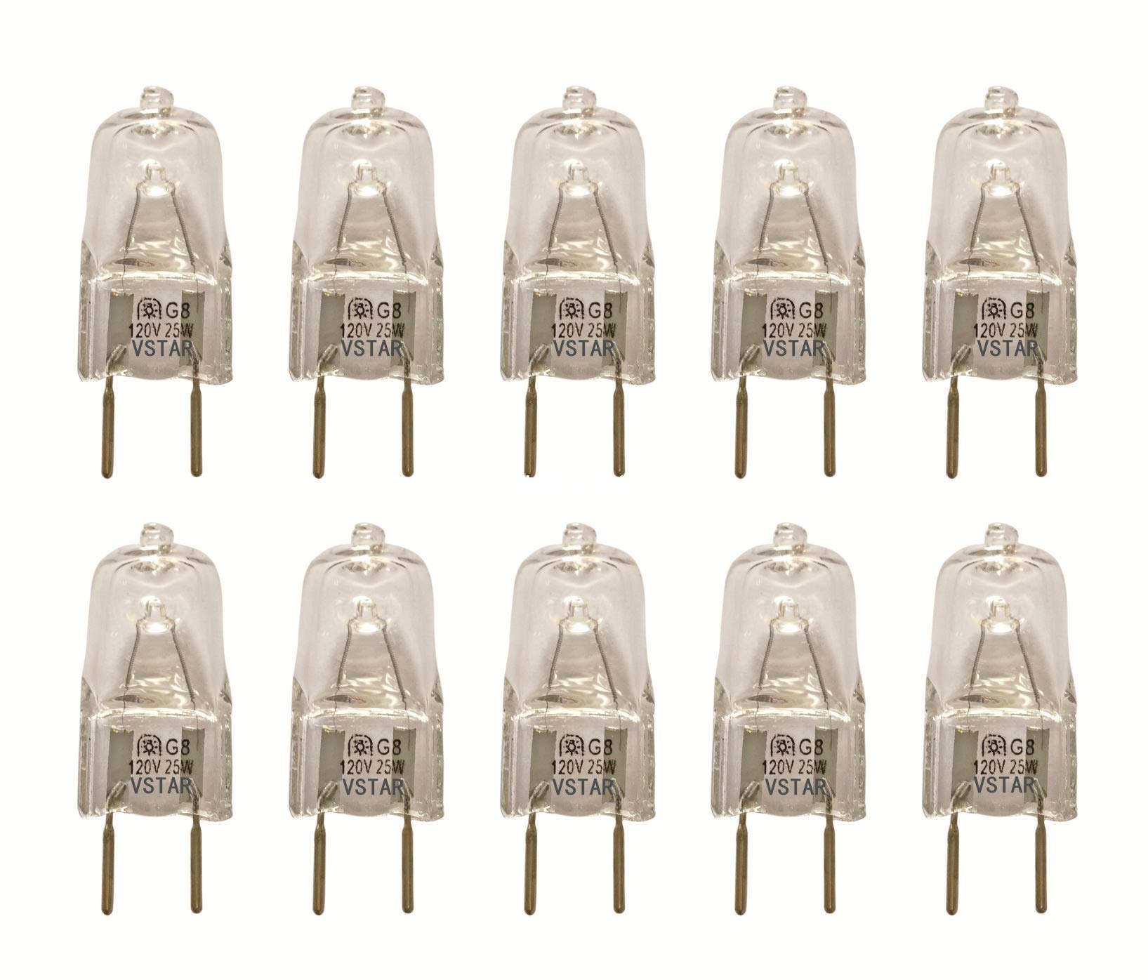 Vstar® G8 120V 25W 3000K Halogen Light Bulbs,G8 Electric Lamps(10 Pcs)