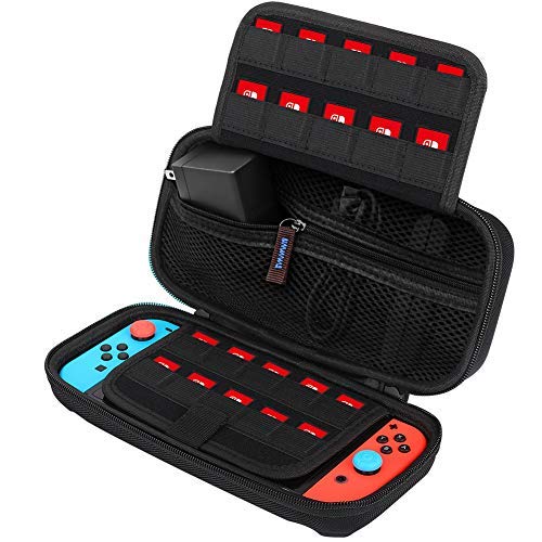 SPERVS Carrying Case for Nintendo Switch, Portable Carry Cases ; Storage with 20 Game Cartridges Hard Shell Pouch for Nintendo Switch Console & Accessories, Switch Travel Case (Black)