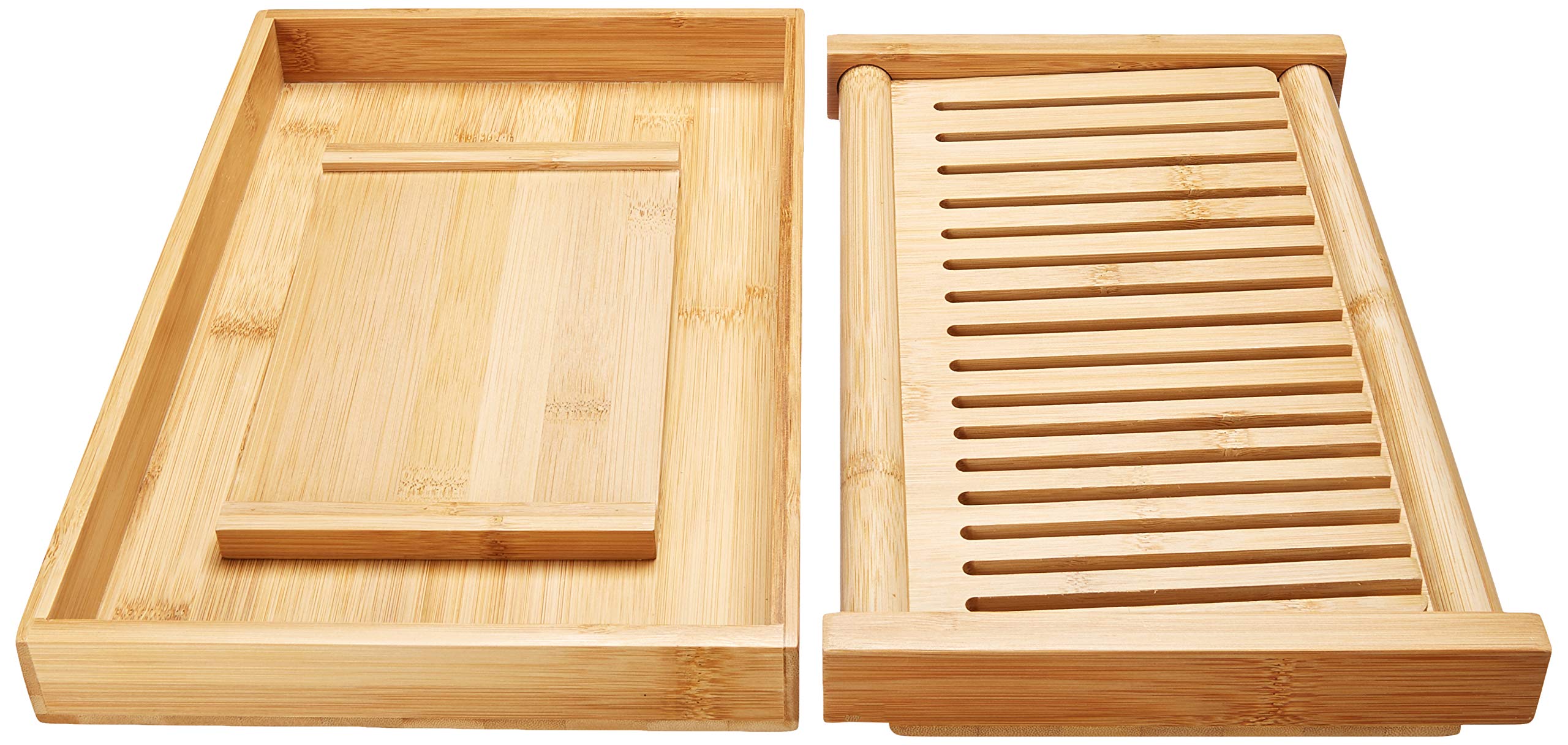 Swacole | Bamboo Bread Slicer Guide with Crumb Tray | Adjustable, Foldable, Storable | For Homemade or Store Bought Cakes & Loaves