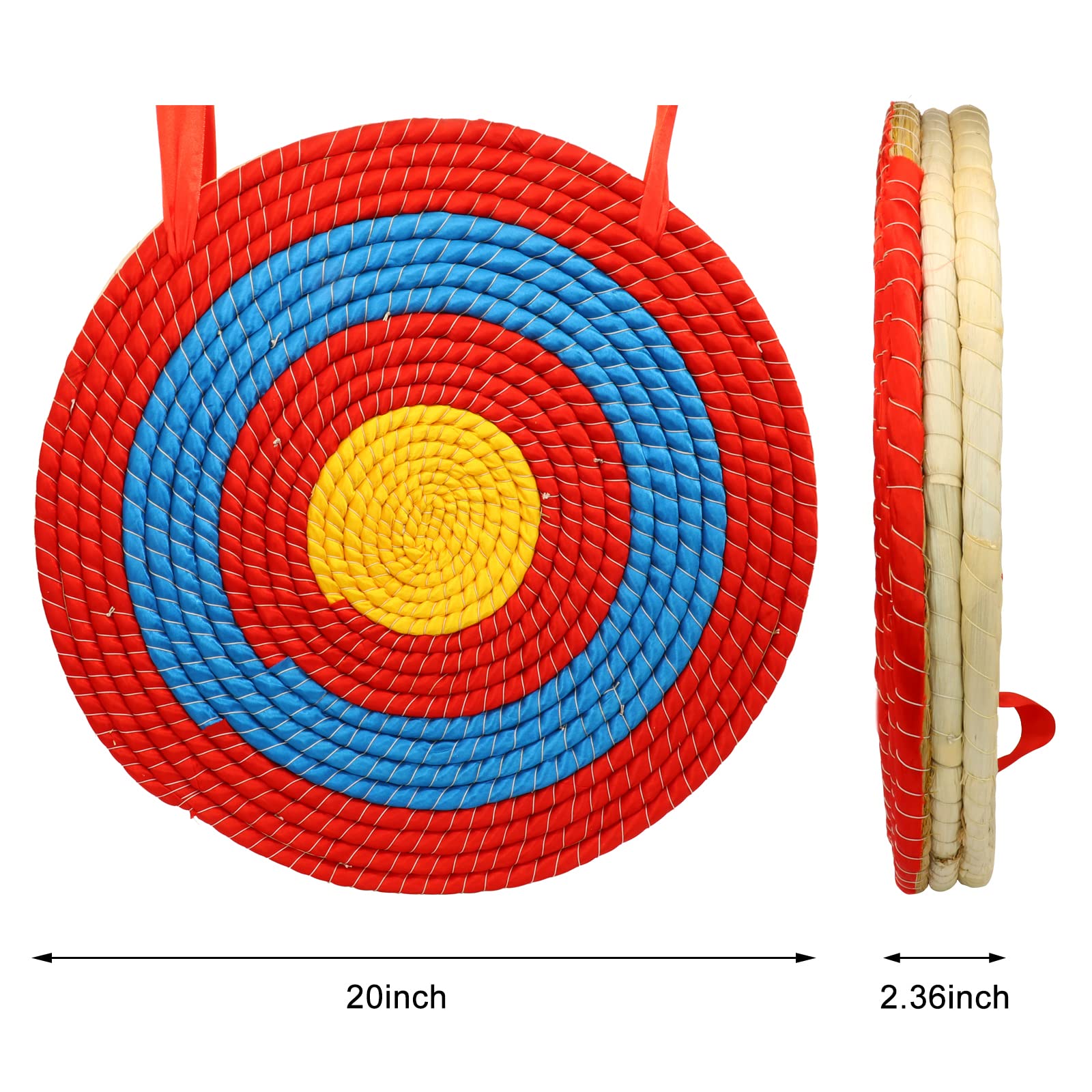 VHIONER Archery Targets for Backyard, Traditional Handmade Solid Straw Archery Target 3 Layer 20 Inch