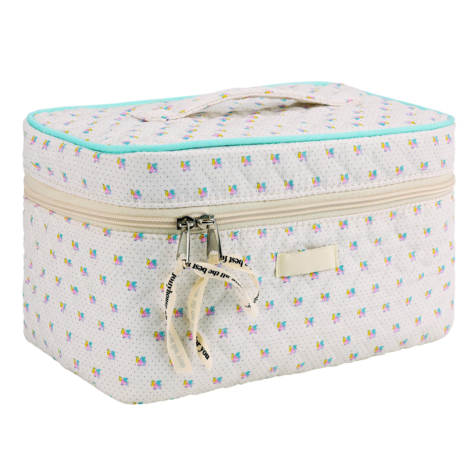 YSONG Makeup Bag Cosmetic Bag for Women,Cotton Large Travel Makeup Organizer Bag,Toiletry Bag for Women for Toiletries Accessories Brushes