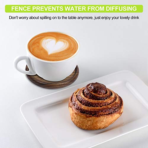 Wood Coasters for Drinks, 4 PCS Walnut Wooden Drink Coasters, Absorbent Heat Resistant Reusable Desk Coaster Tray for Home Office Table & Furniture Protection
