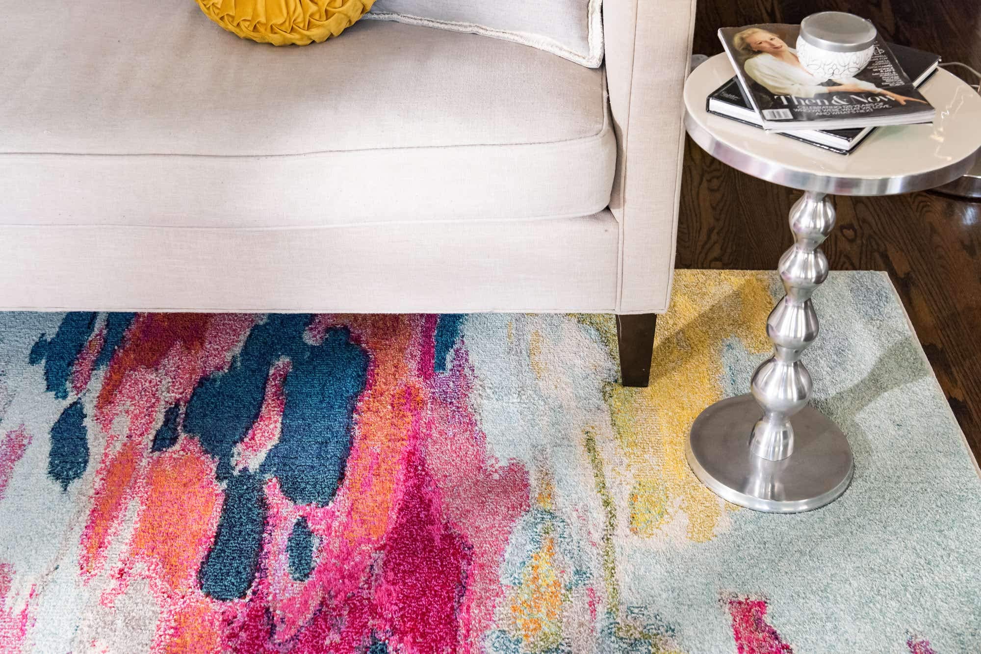 Unique Loom Estrella Collection Light Colors, Abstract, Modern, Vibrant Area Rug, 7 ft x 10 ft, Pink/Ivory