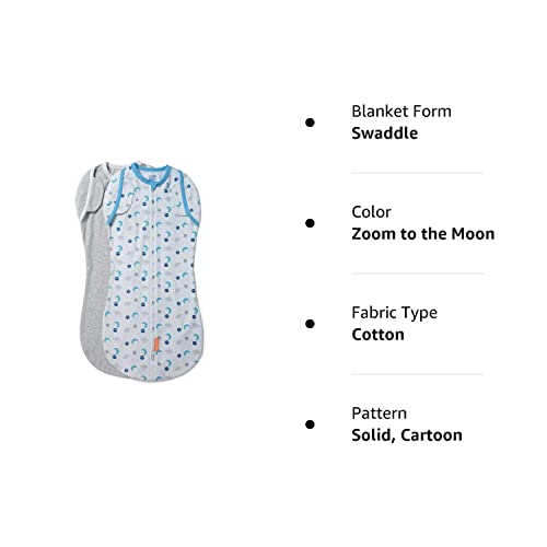 SwaddleMe Arms Free Convertible Pod - Size Large, 4-6 Months, 2-Pack (Zoom to the Moon)