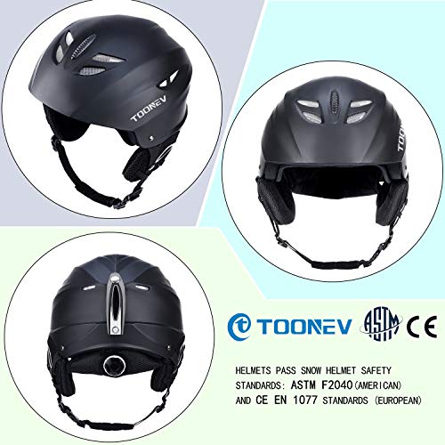 TOONEV Ski Helmet - Snow Helmet - Climate Control Venting, Goggles Compatible, Removable Fleece Liner Snowboard Helmets for Men Women & Youth(56-62cm)