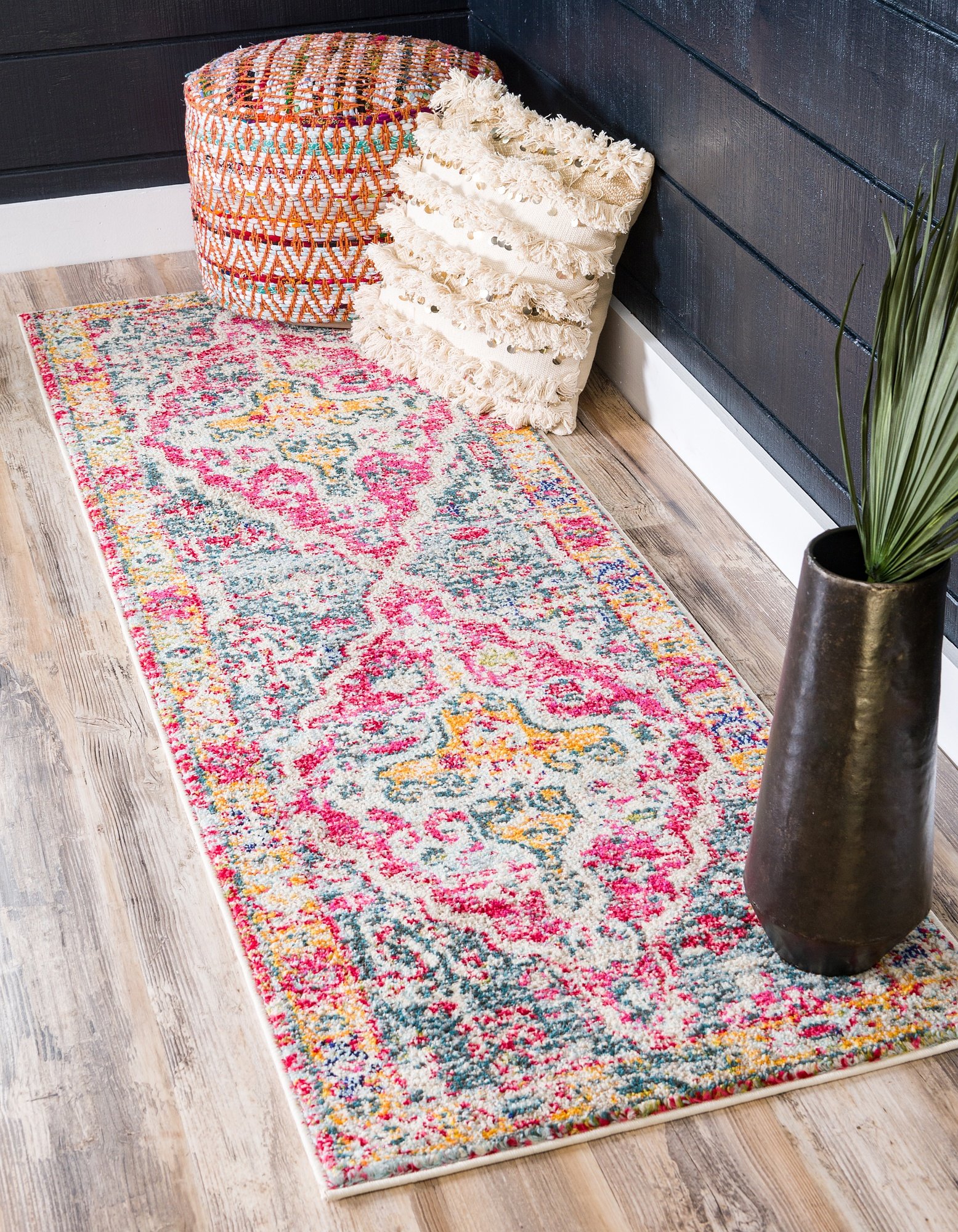 Unique Loom Vita Collection Saturated Bohemian Over-Dyed Traditional Center Medallion Area Rug, 4' 0" x 6' 0", Multi/Ivory