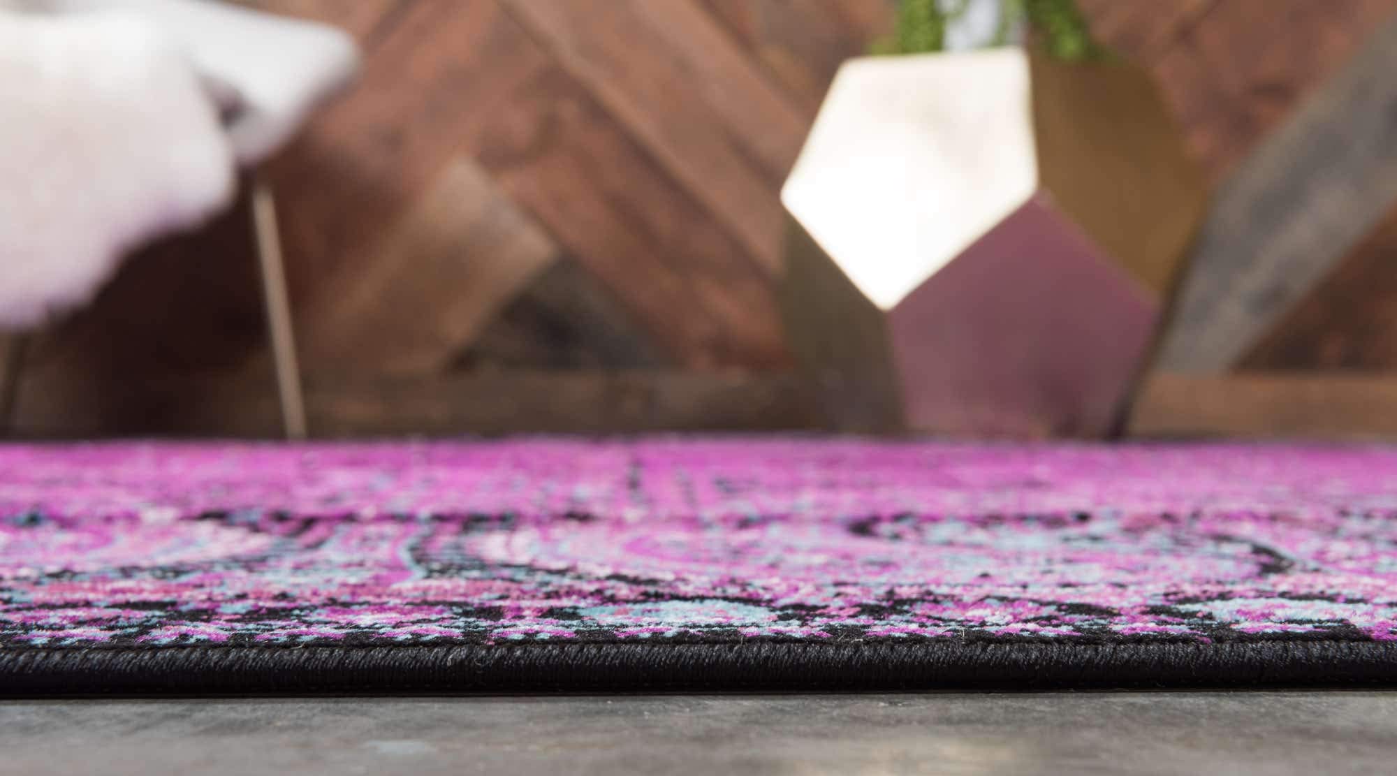 Unique Loom Imperial Collection Paisley, Distressed, Border, Vintage, Modern, Abstract Area Rug, 7 x 10 ft, Lilac/Black