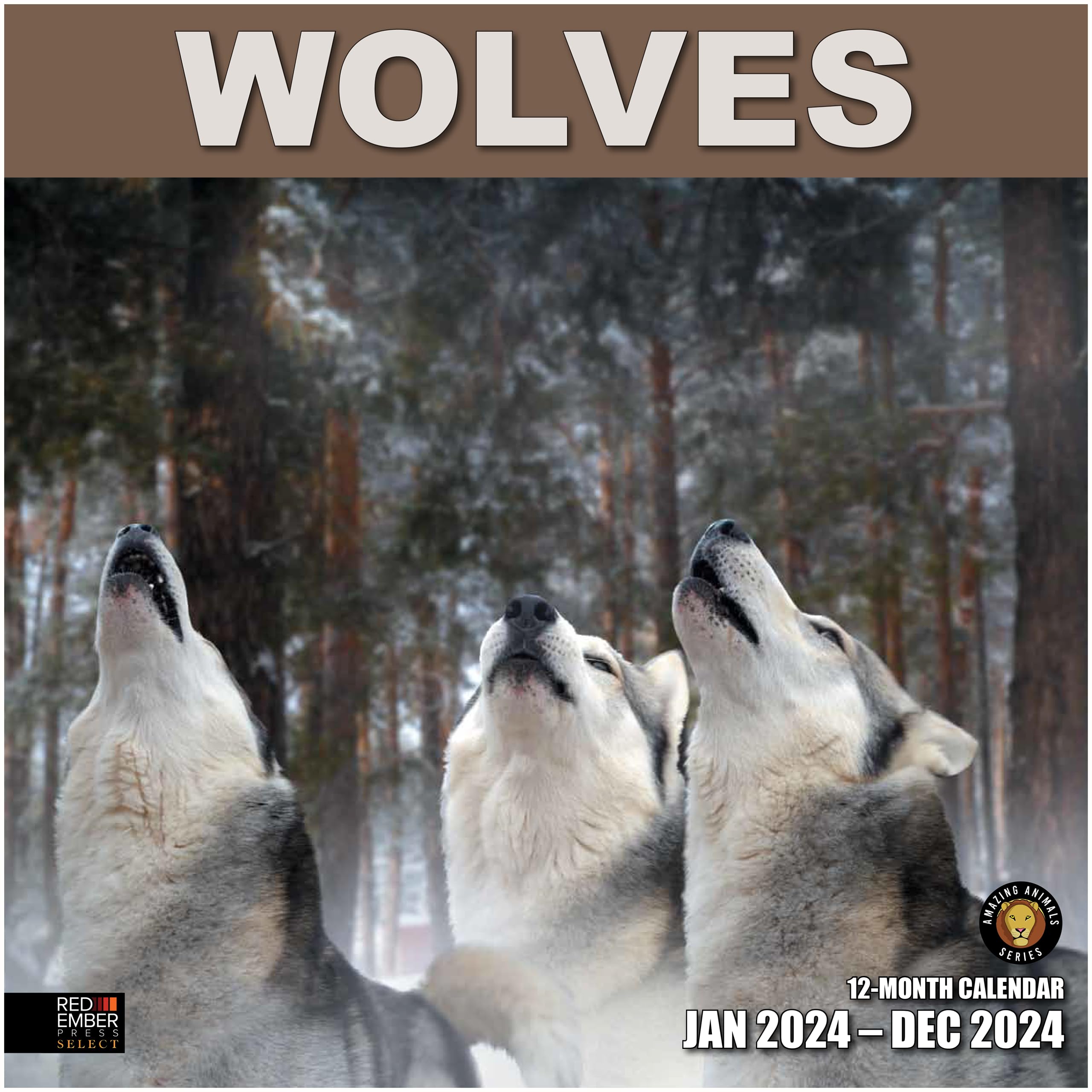 Wolves 2024 Hangable Monthly Wall Calendar by Red Ember Select Series | 12" x 24" Open | Thick & Sturdy Paper | Giftable | Animals | The World's Most Beautiful Wolves