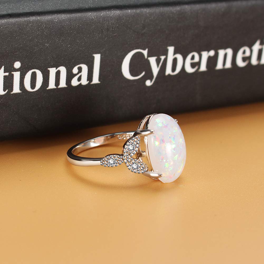 YAZILIND Platinum Plated Wedding Ring Opal Cubic Zirconia Engagement Women Jewelry Gift Size 9