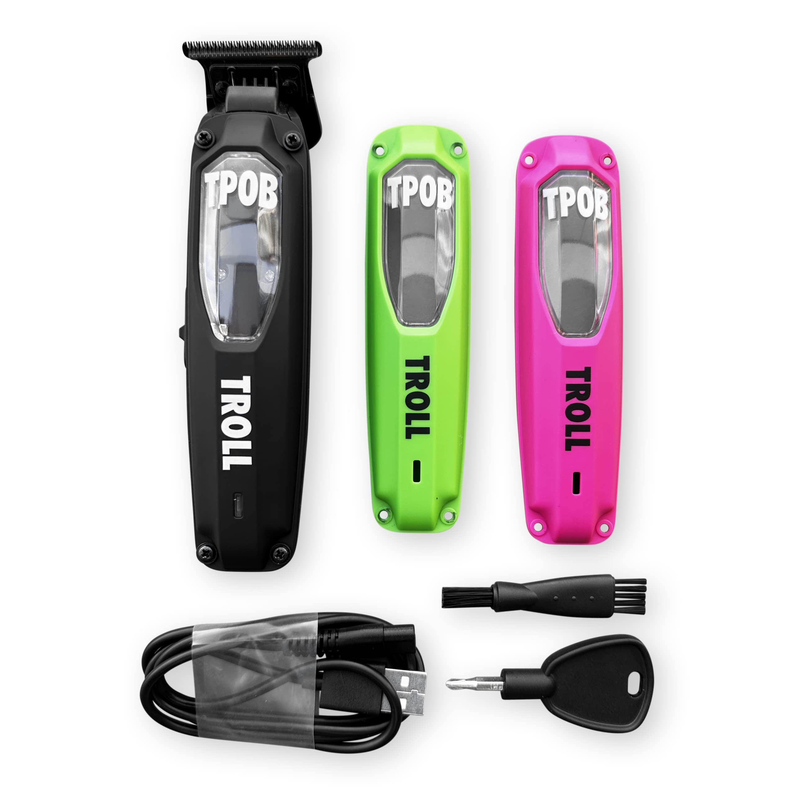TPOB Troll Trimmer Psycho Blade Edition 3 Color Lids Professional Barber Trimmer for Men's Beard Trims