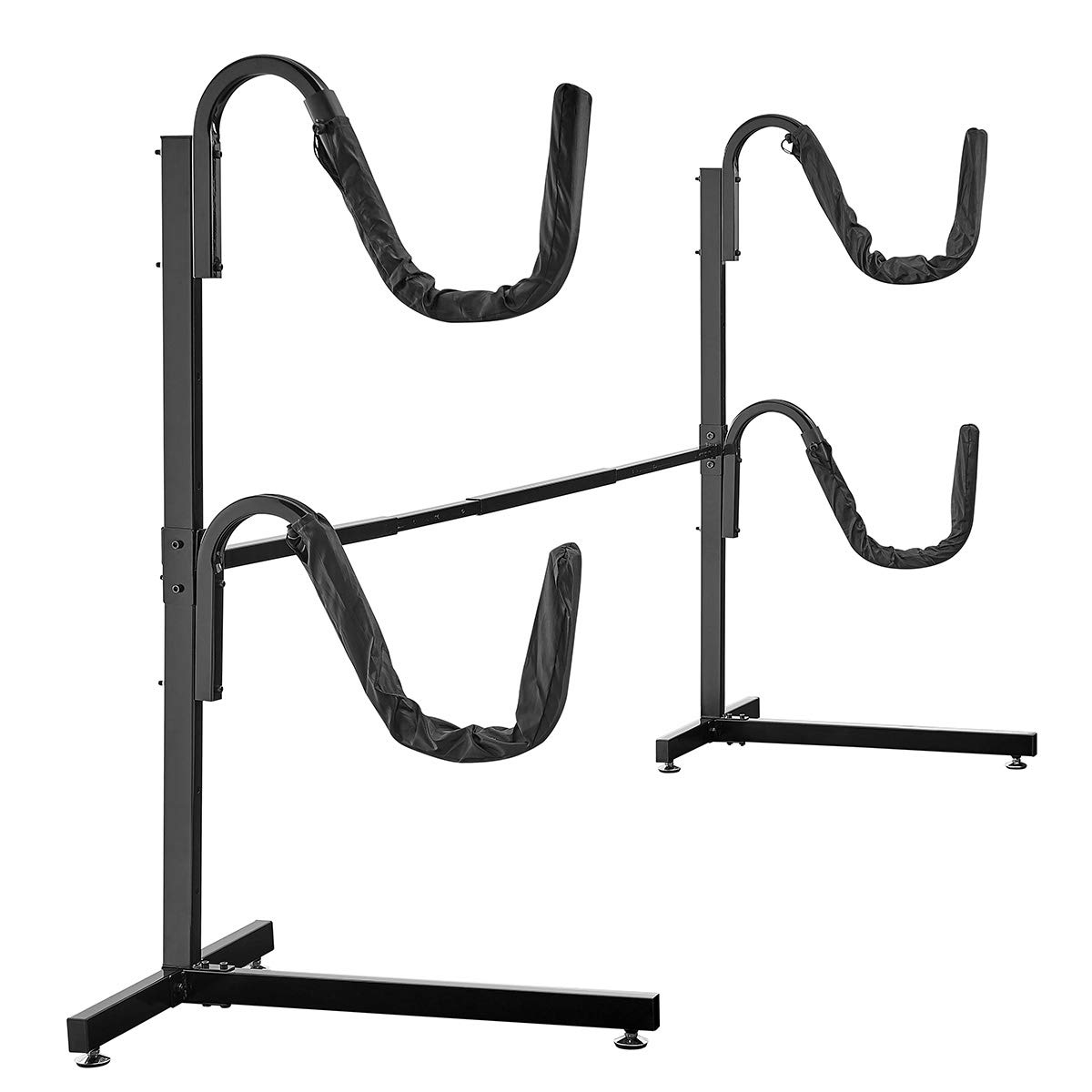 XtremepowerUS Deluxe Freestanding Kayak Rack Heavy Duty Dual Kayak Storage Rack Height Adjustable Carrier Stand for Kayaks SUP Paddle Boards and Canoes, Max Load 175 Lbs