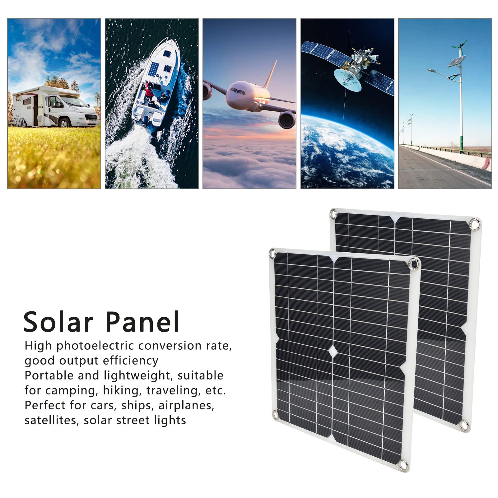VTOSEN 2Pcs 15W Flexible Solar Panel Portable Solar Charging Board - Monocrystalline Solar Power Accessory for Emergency Charging, Camping Supplies, and Solar Panel Generator