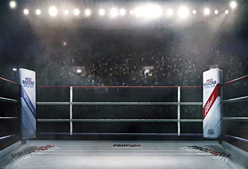 Yeele 7x5ft Pro Boxing Arena Backdrop Pro Fight Tournament Sports Stage Lighting 3D Photo Background for Photography Boys Men Portrait Photo Booth Shoot Vinyl Studio Props