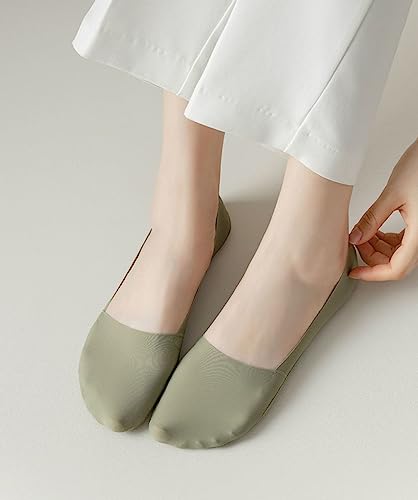Women No Show Socks Ultra Low Cut Liner Socks Ice Feeling socks Nonslip Liner Invisible Flat Boat Thin Socks 6/8 pairs (6 pairs nude)