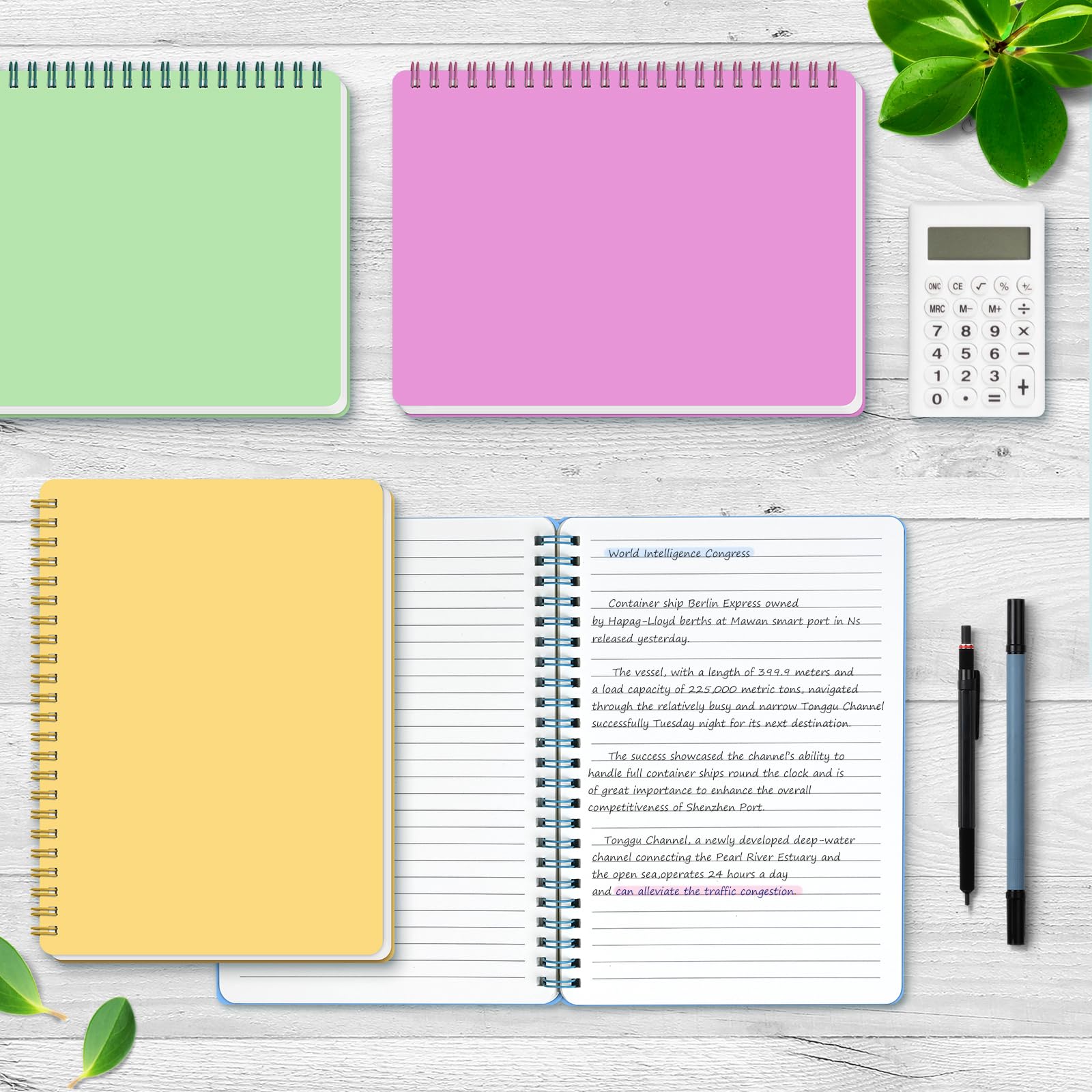 YEEBAY Spiral Notebook, 5.7" x 8.3" College Ruled Notebook with 4 Colors Spiral Journals, 80 Sheets/160 Pages Per Journal with Twin-Wire Binding, Thick Plastic Hardcover and 8mm Ruled Lined