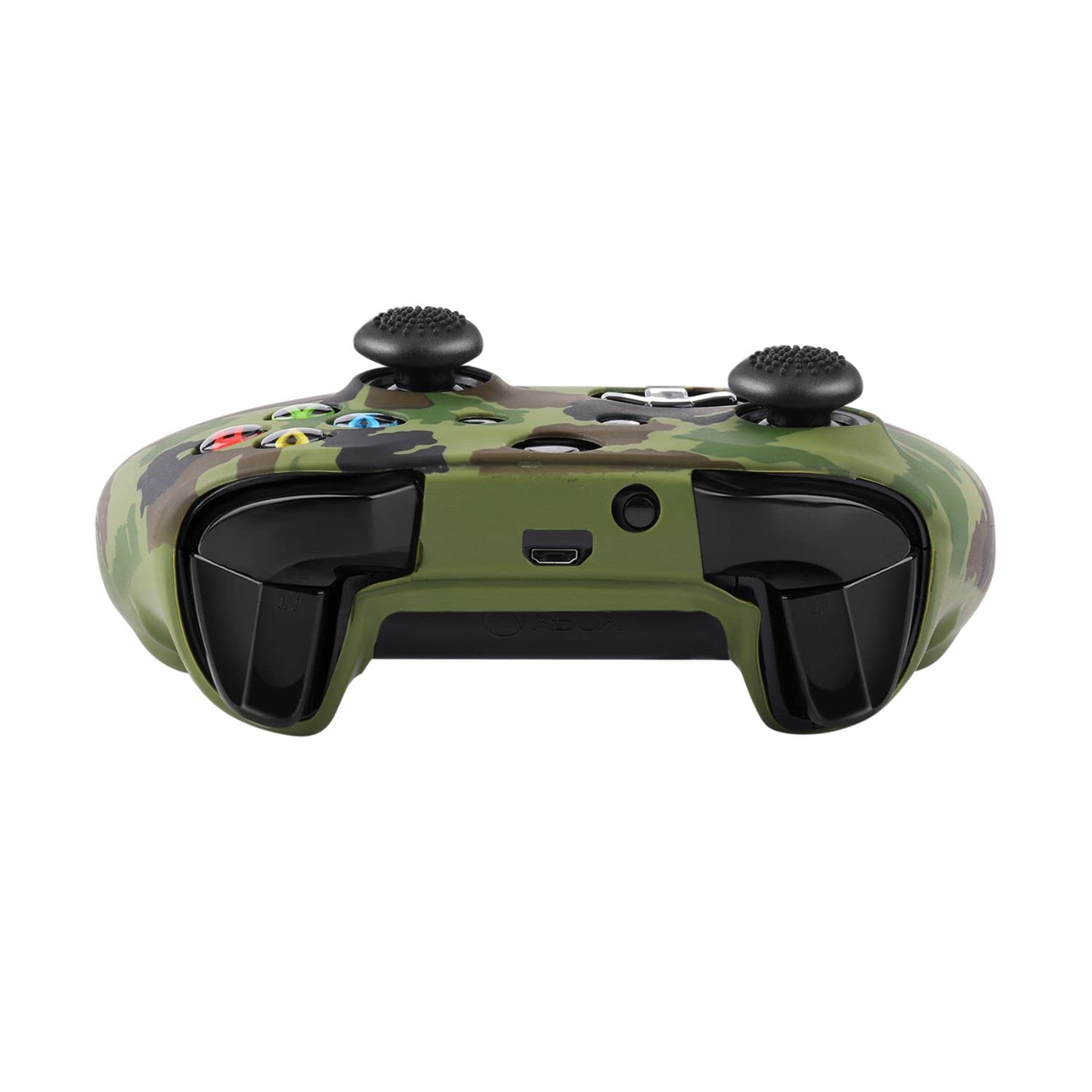 TNP Silicone Skin for Xbox One Controller - Controller Cover for Xbox One S | One X - Anti-Slip Silicone Controller Case Sleeves with 4 Large 4 Small Thumb Grip Caps, Camo Green