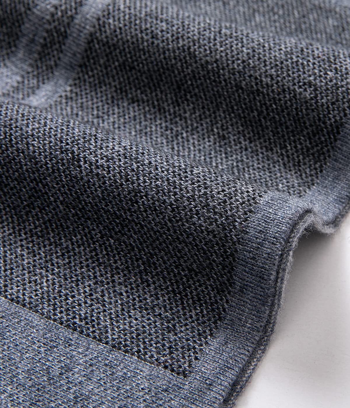 Villand Luxurious Mens Striped Merino Wool Scarf - Gift Box Wrapped Winter Soft Warm Thick Knitted Neckwear for Men (Cadet Gray)