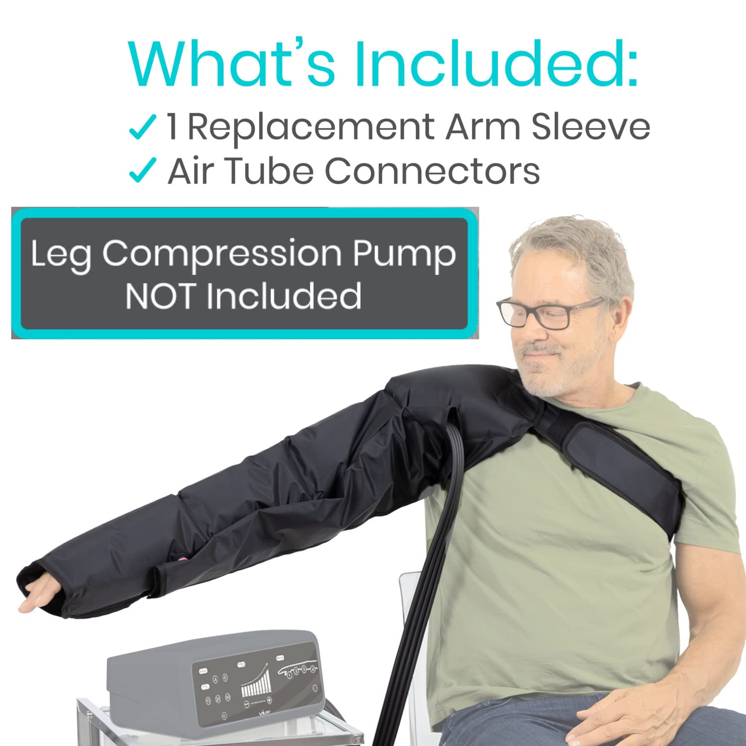 Vive Arm Compression Replacement Sleeves - Upper Garment Machine Cuff for Women, Men - Lymphedema Forearm Device for Post Lift, Surgery, Sports (Standard)