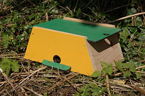 Wildlife World Bumblebee Nester Wooden House - Pollinator Bee Habitat (Green/Yellow)