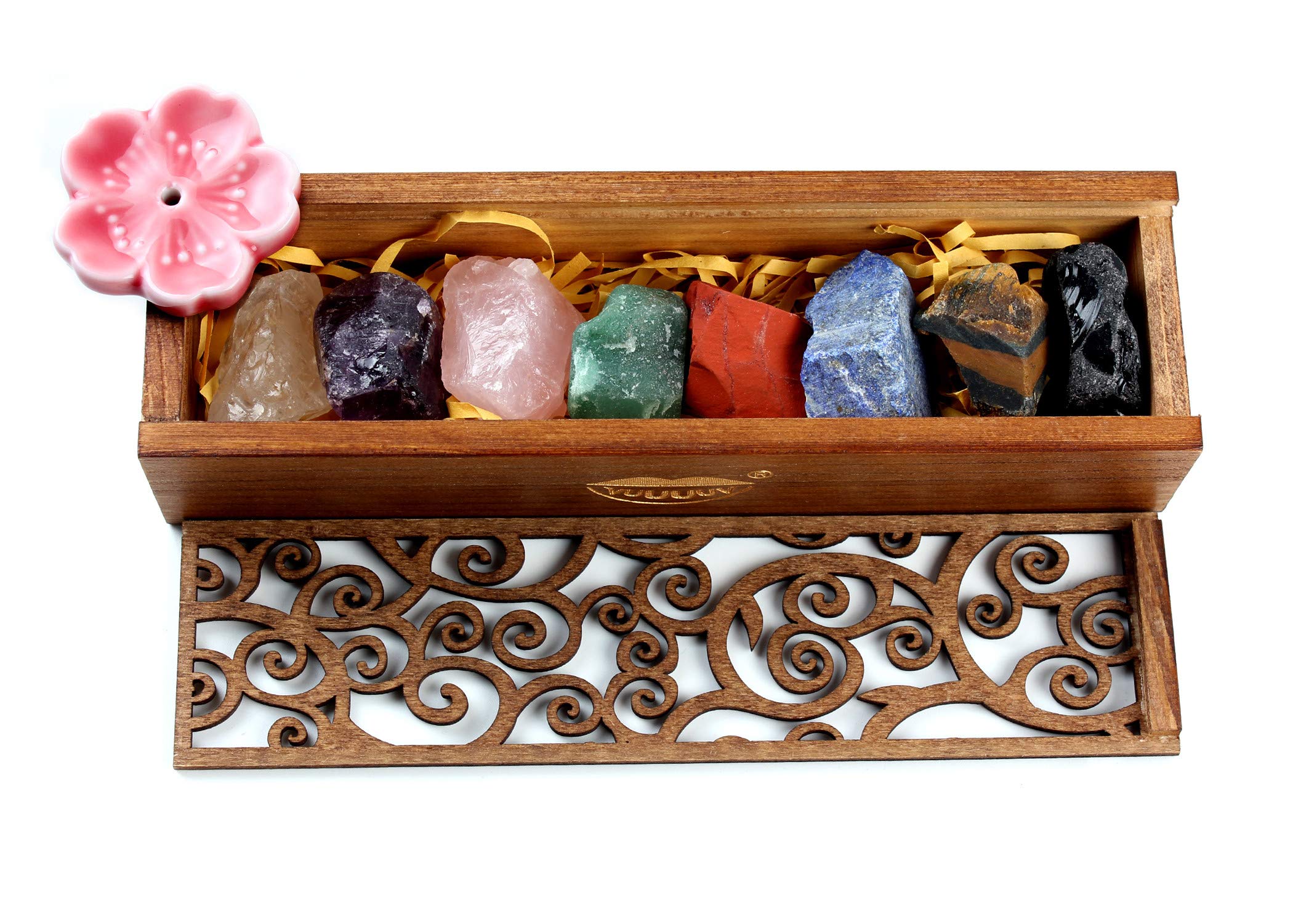 vuUUuv Chakra Stones Set -Natural Rough Raw Stone Reiki Healing Crystals for Healing, Meditation, Chakra Balance or Ritual( Rough*8 pcs)