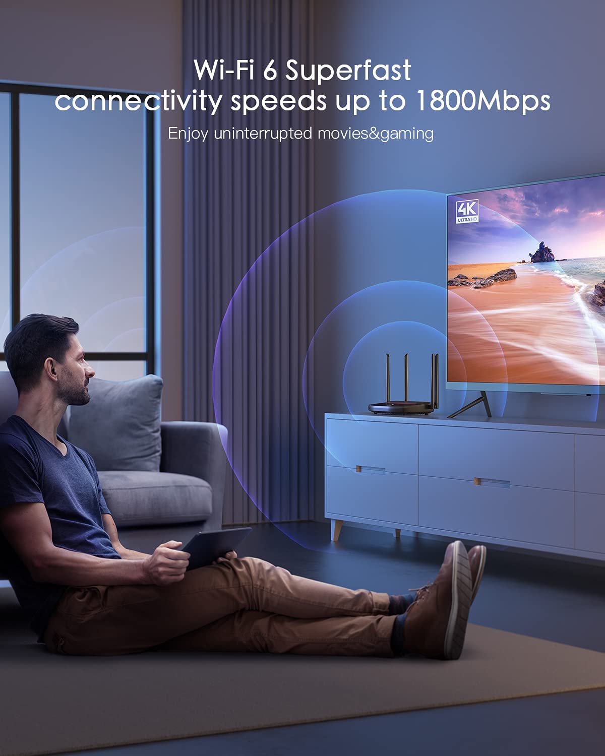 WiFi 6 Router, GNCC AX1800 WiFi Routers for Home, Dual Band Gigabit Wireless Router (Up to 1800 Gbps), Coverage up to 2000 sq. ft., 40 Devices, Parental Control