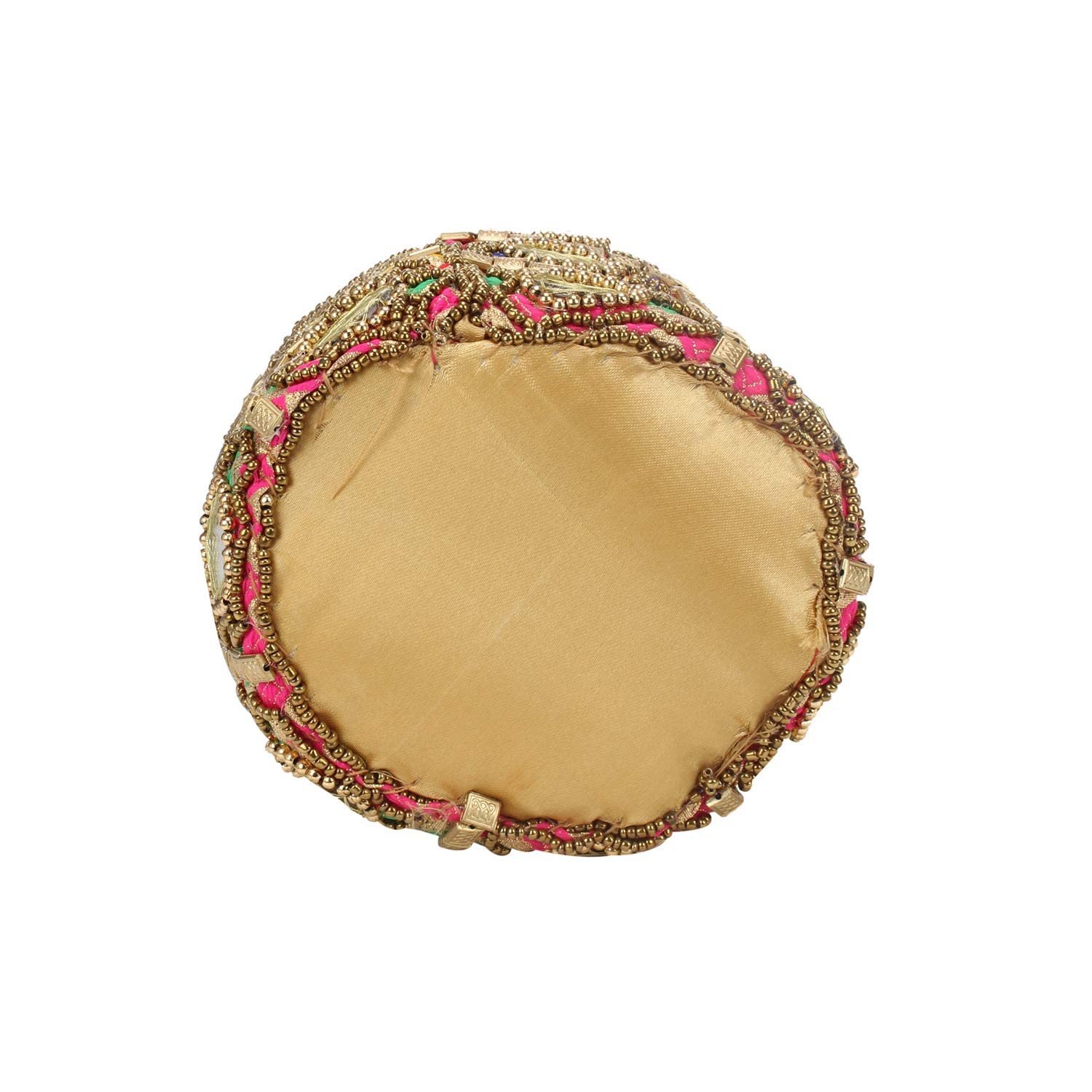 Traditional Satin Potli Bag with Round Mirror for Women & Girls (Multicolor)