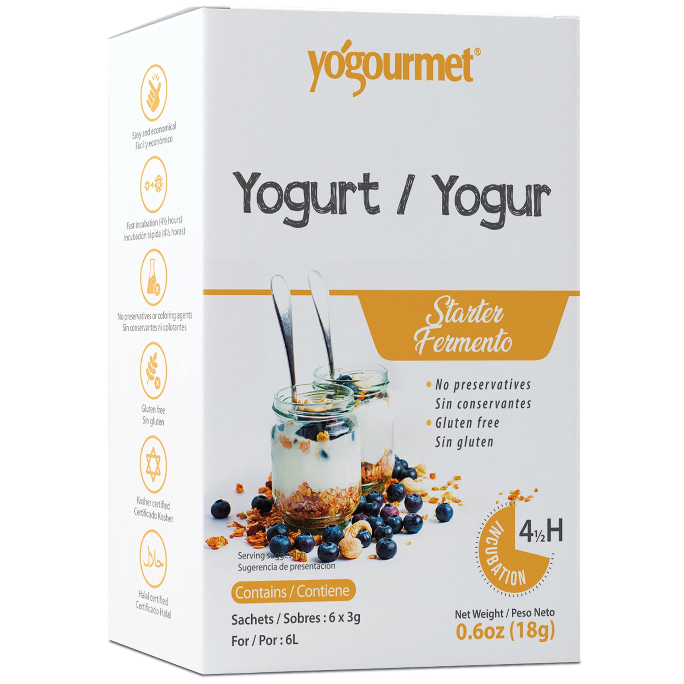 Yo Gourmet Freeze Dried Yogurt Starter - 1 Box Containing 6 Each 5 Gram Packets - PACK OF 3