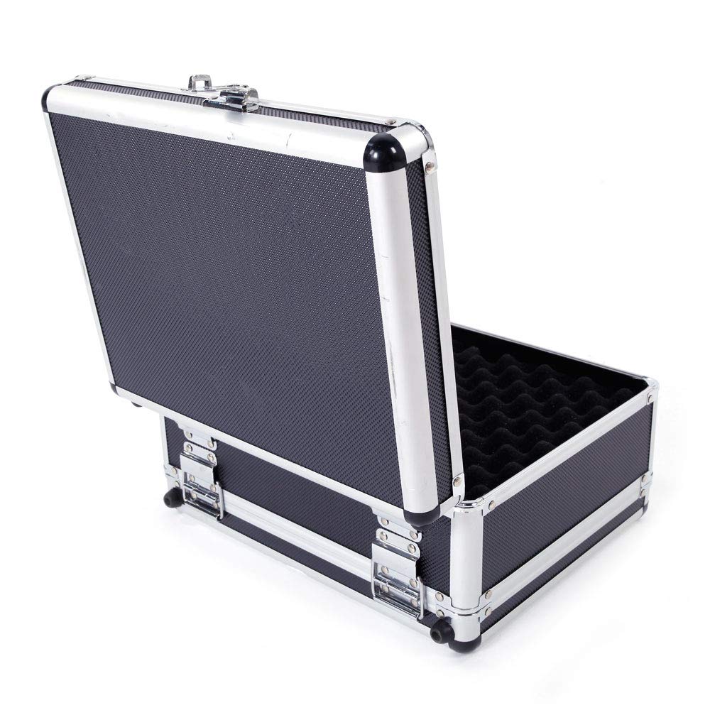SSLine Portable Aluminum Hard Pistol Case Locking Handgun Security Box with 2 Separate Compartments Safe Lock Storage Gun Case with Thick Foam Padded - 11.81" L x 9.05" W x 5.91" H