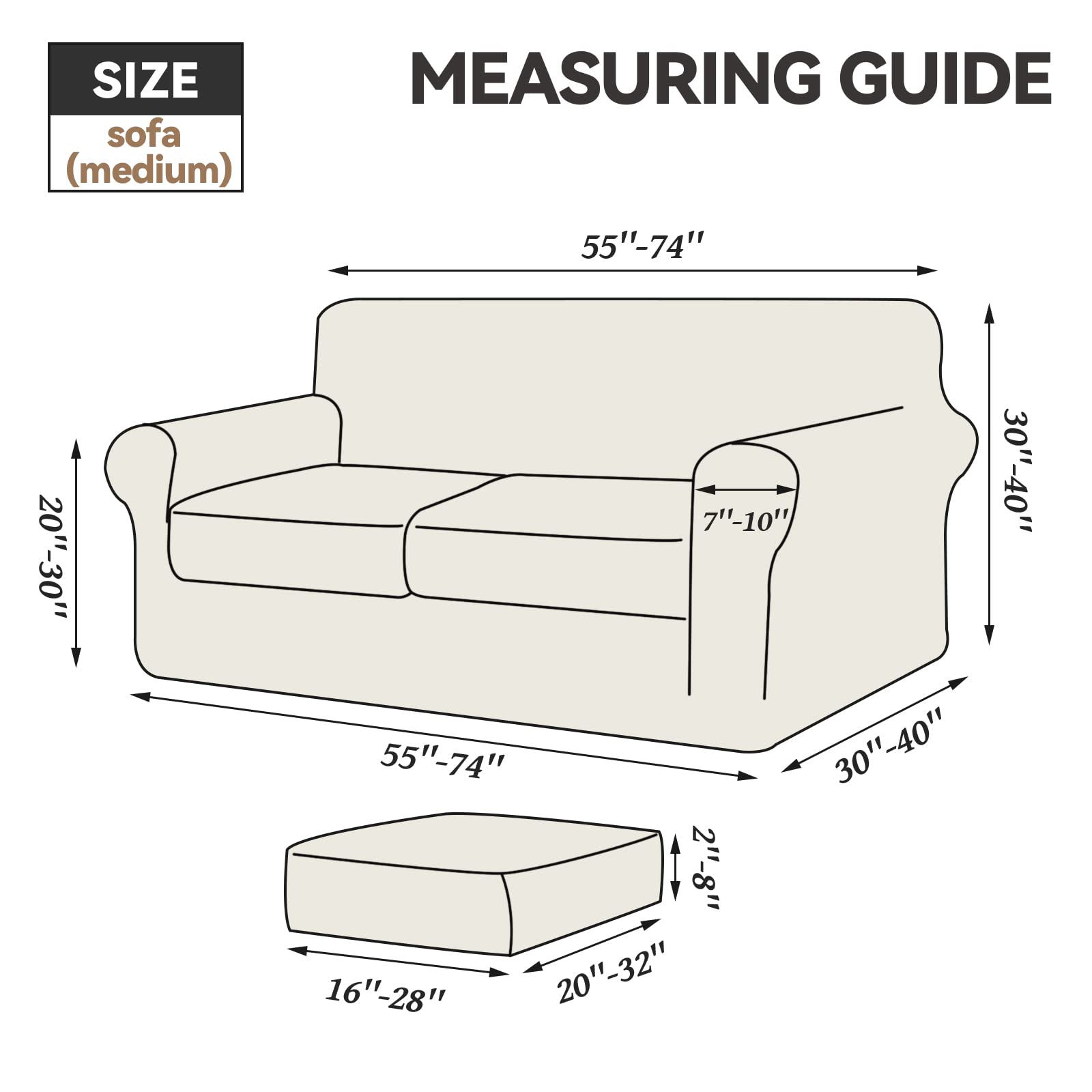 WEERRW Velvet Couch Covers for 2 Cushion Couch Sofa - High Stretch Luxury Velvet Plush 3 Pieces Sofa Slipcovers with Elastic Bottom, Furniture Protector for Pets, Machine Washable, Dark Grey, Medium