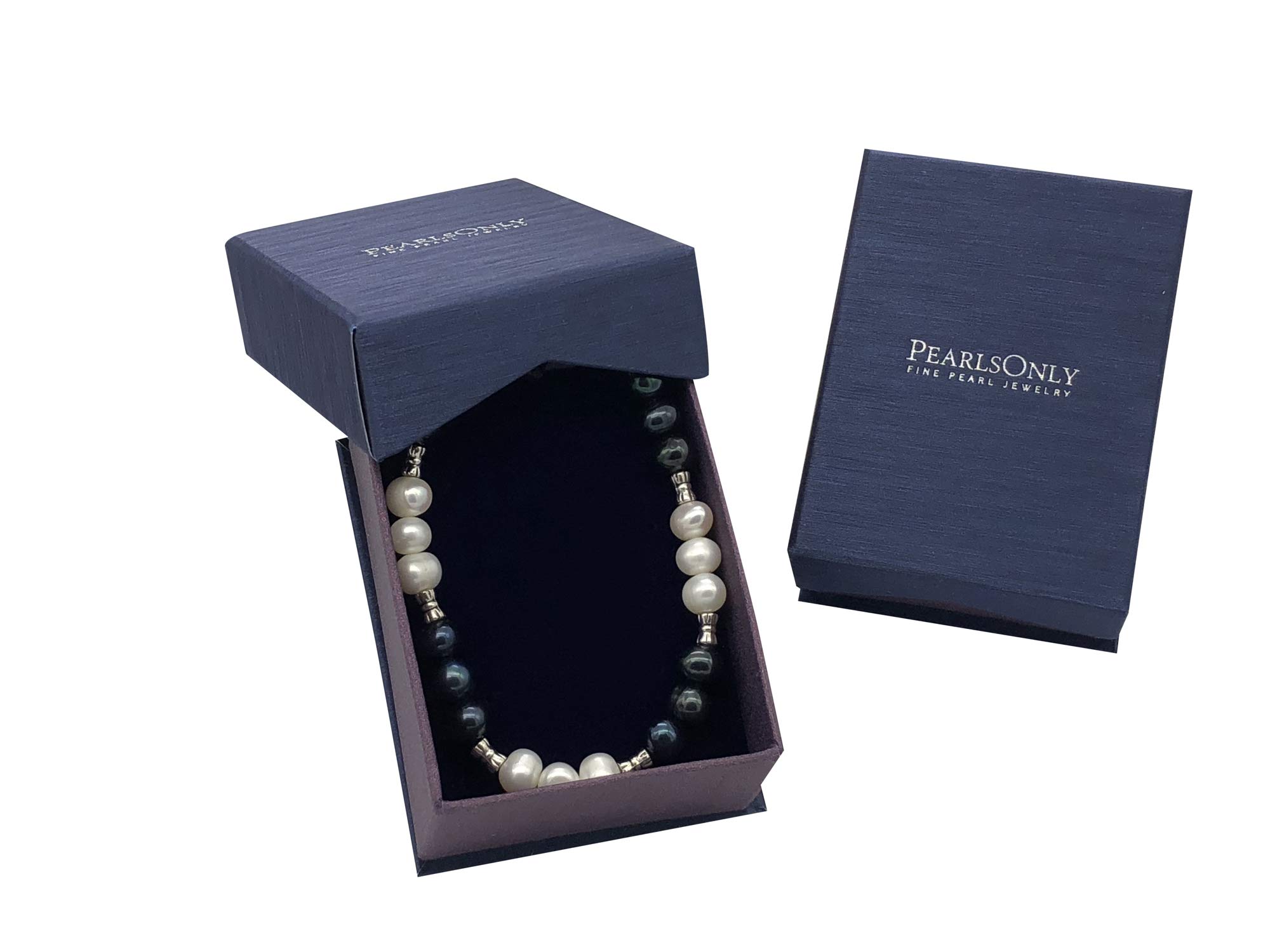 YinYang Black and White 6-7mm A Quality Freshwater Cultured Pearl Bracelet for Women