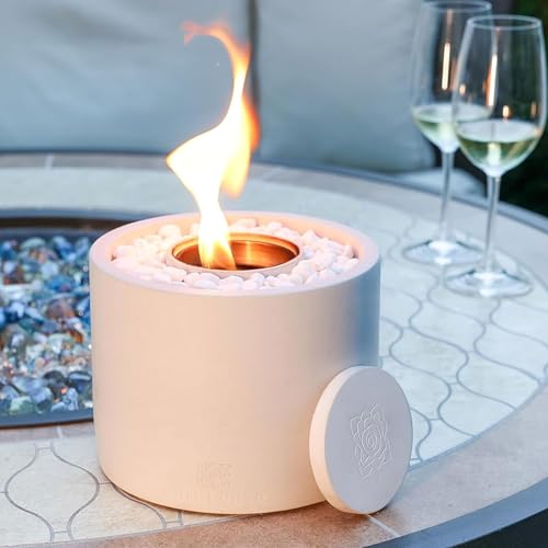 Tabletop Fire Pit - Indoor Concrete Fire Pit Bowl for a Cozy Ambiance - Large Portable Fire Bowl Luxury Indoor & Outdoor Table Top Fire Pit | Long Burning Ethanol Fire Pit for Indoor Fireplace