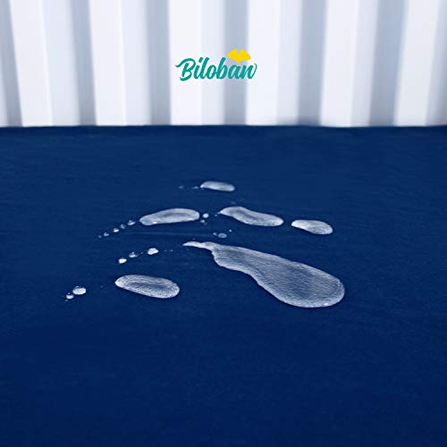 Square Pack N Play Fitted Sheets (for Square Play Yard), Perfect for New Room2 / TotBloc Portable Playard, 2 Pack, Ultra Soft Cotton Surface, Fitted Playpen Sheet, Navy Blue,Waterproof