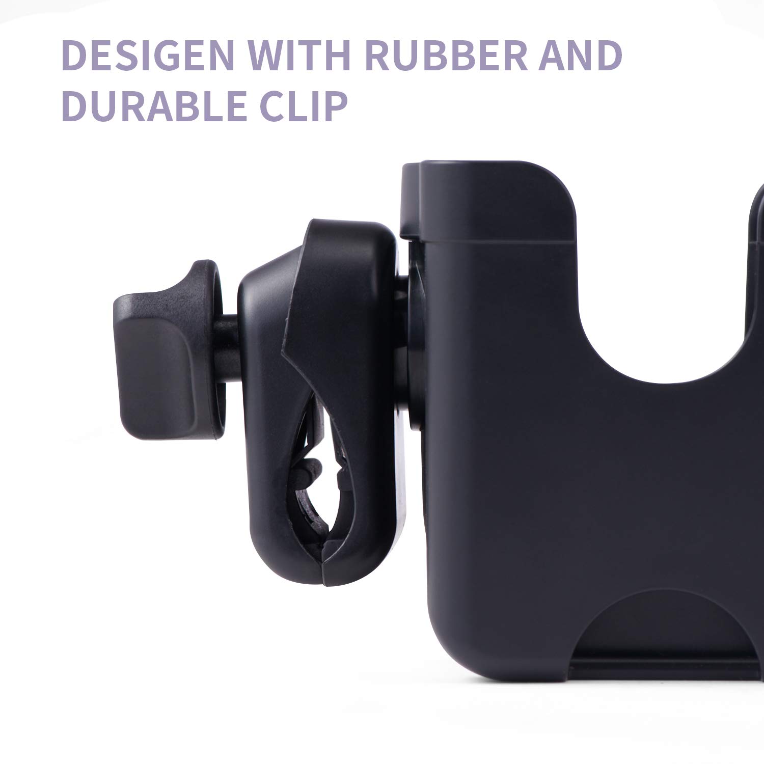 SUNVENO Stroller Universal Cup Holder, 360 Degrees Rotation 2 in 1 Large Bottle Holder with Phone Holder for Stroller, Pushchair,Wheelchair, Walker, Black