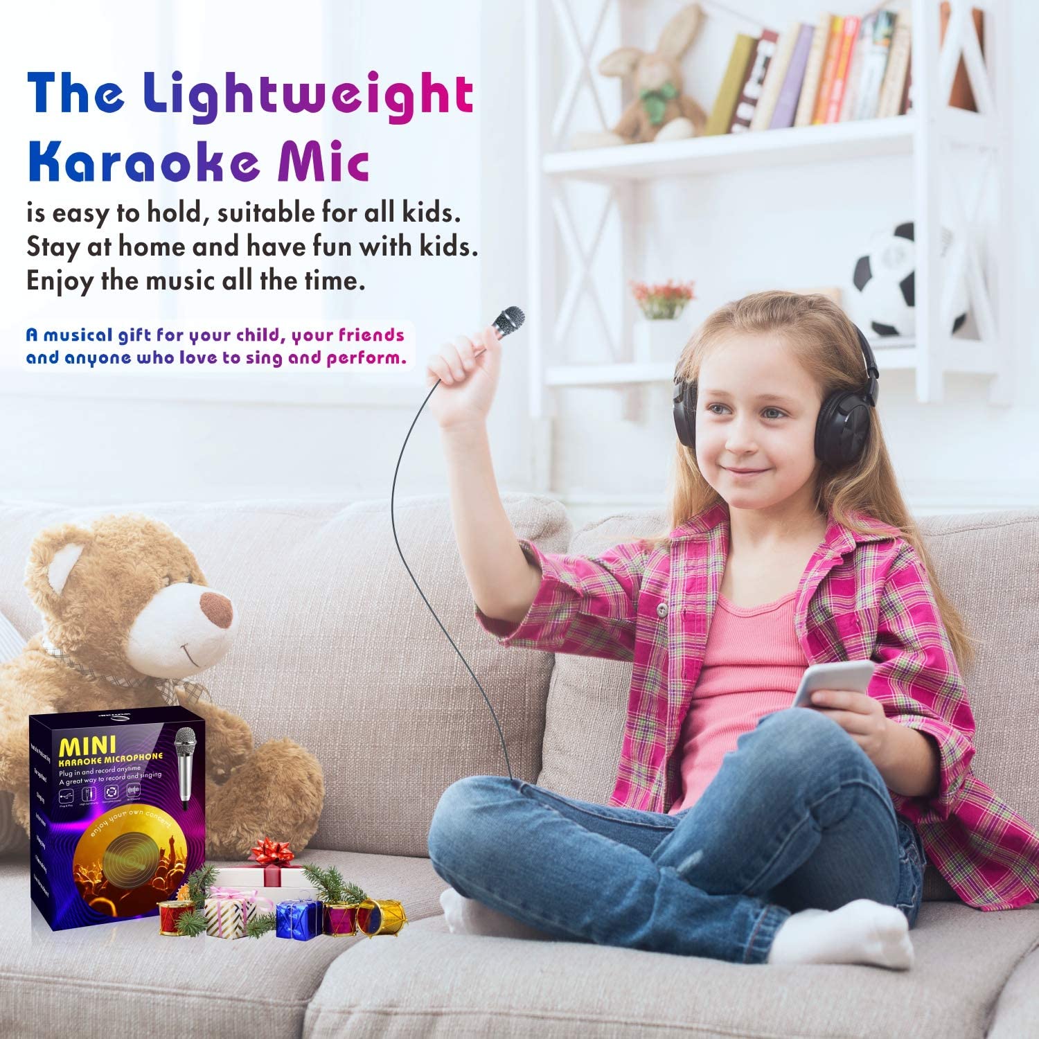 Wootrip Mini Karaoke Microphone, Mini Voice Recording Microphone Portable Karaoke Mic for Singing, Voice Recordingā¦