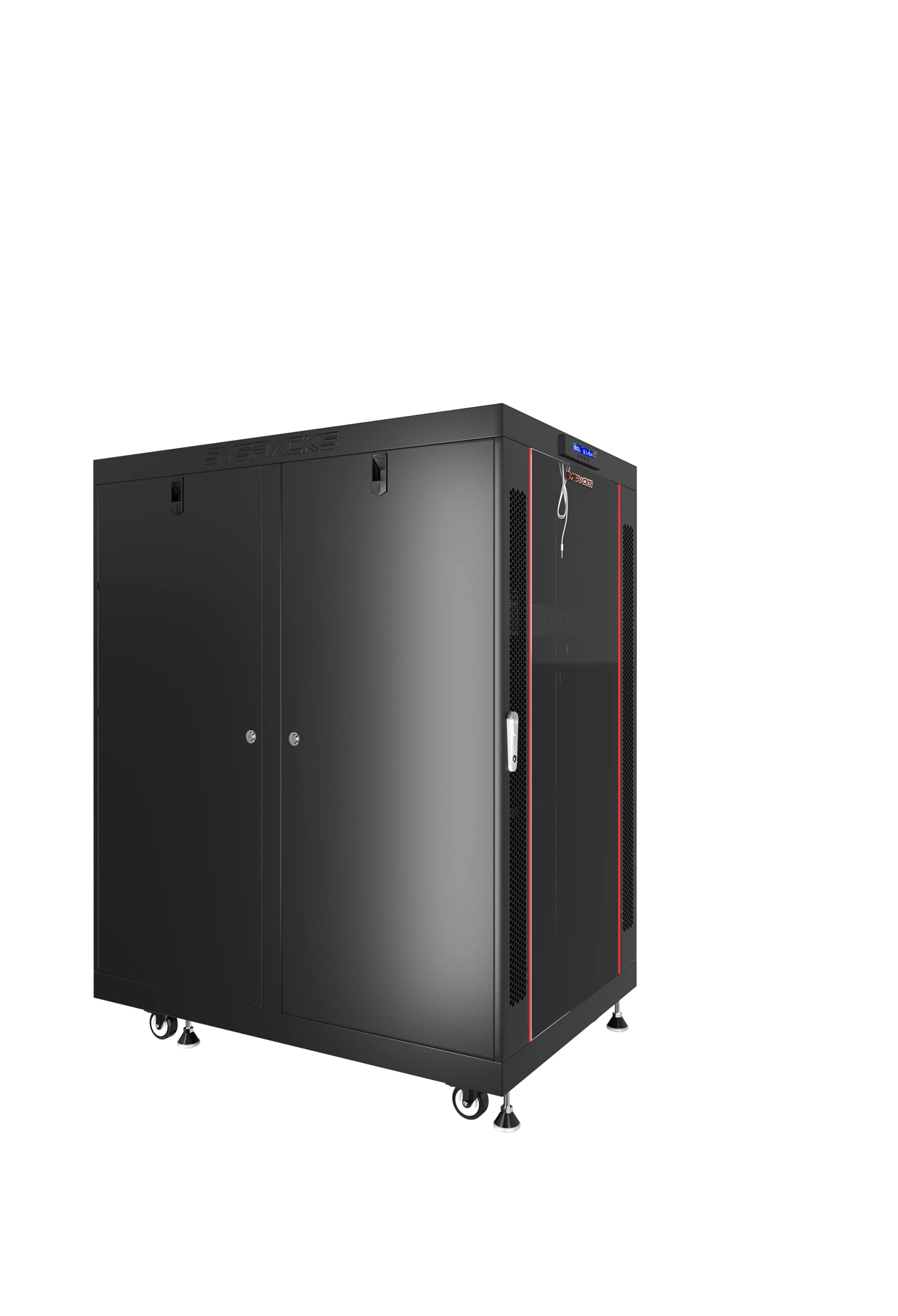 Sysracks 22U 35 inch Deep Server Rack Cabinet It Enclosure - Cooling Fans - LCD Screen - Thermostat - PDU - Casters - 2 Fans β Shelf