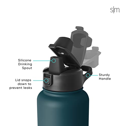 Simple Modern Half Gallon 64 oz Water Bottle with Push Button Silicone Straw Lid & Motivational Measurement Marker | Large Reusable Tritan Plastic Water Jug | Summit Collection | Graphite