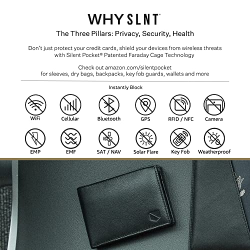 SLNT Napa Leather RFID & NFC Signal Blocking Slim Wallet - Secure Your Information, Prevent Hacking & Identity Theft - 4 Card Slots & Center Money Pocket - Sleek Profile, Great for Travel (Jet Black)