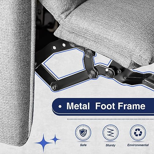 YESHOMY Massage Chair for Living Room, Fabric Home Theater Single Sofa with Adjustable Reclining, Lazyboy Padded Seat Backrest for Adults, Large, Light Gray