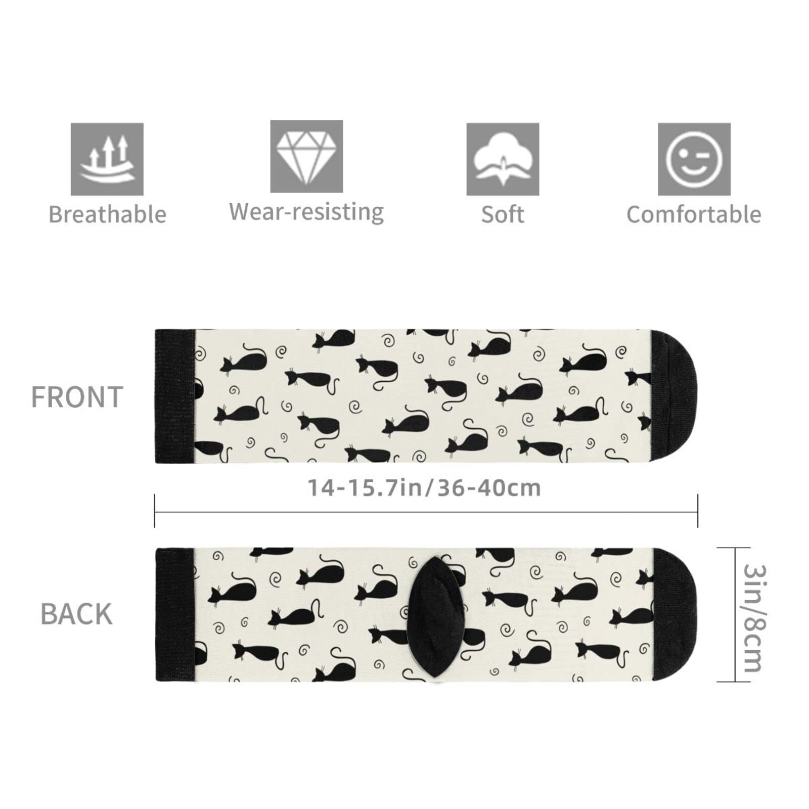 YISHOW Black Cats Socks Cute Cat Funny Crew Socks