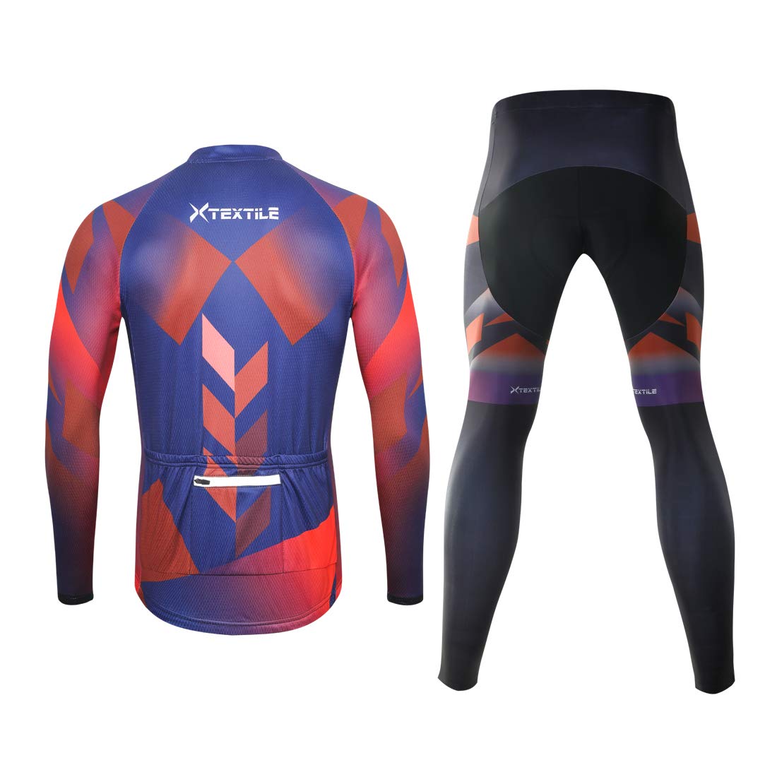 Xtextile Cycling Jersey Set Long Sleeve Zipper Workout Clothes for Men Cycling Clothes Set Tight Compression Leggings and Shirts