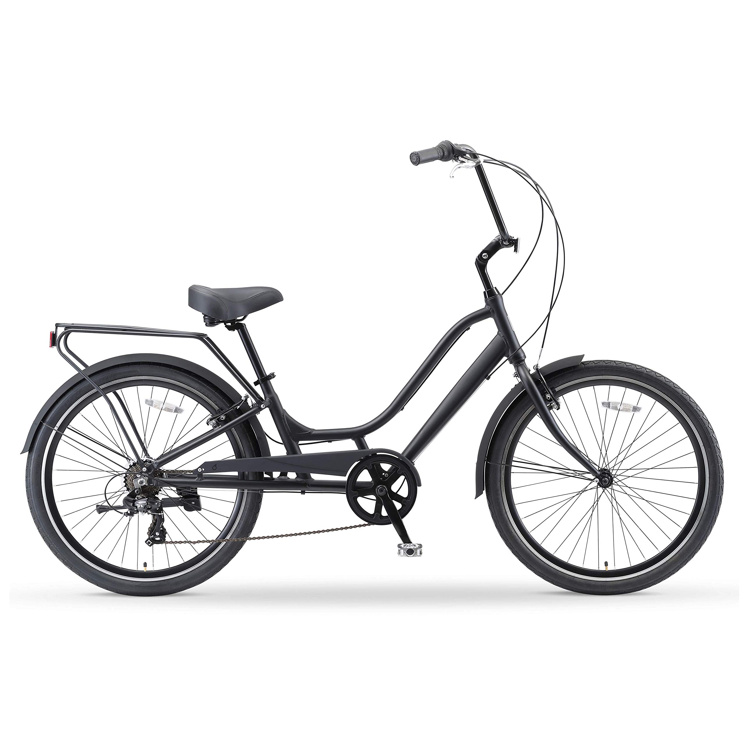 sixthreezero Relaxed Body 7-Speed Recumbent Comfort Bike, 26" Wheels/ 13" Frame, Matte Black with Black Seat and Grips