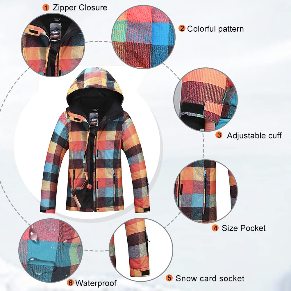Women's Waterproof Ski Jackets Pants Set Windproof Ladies Snowboard Jakets Colorful Printed Snowsuit