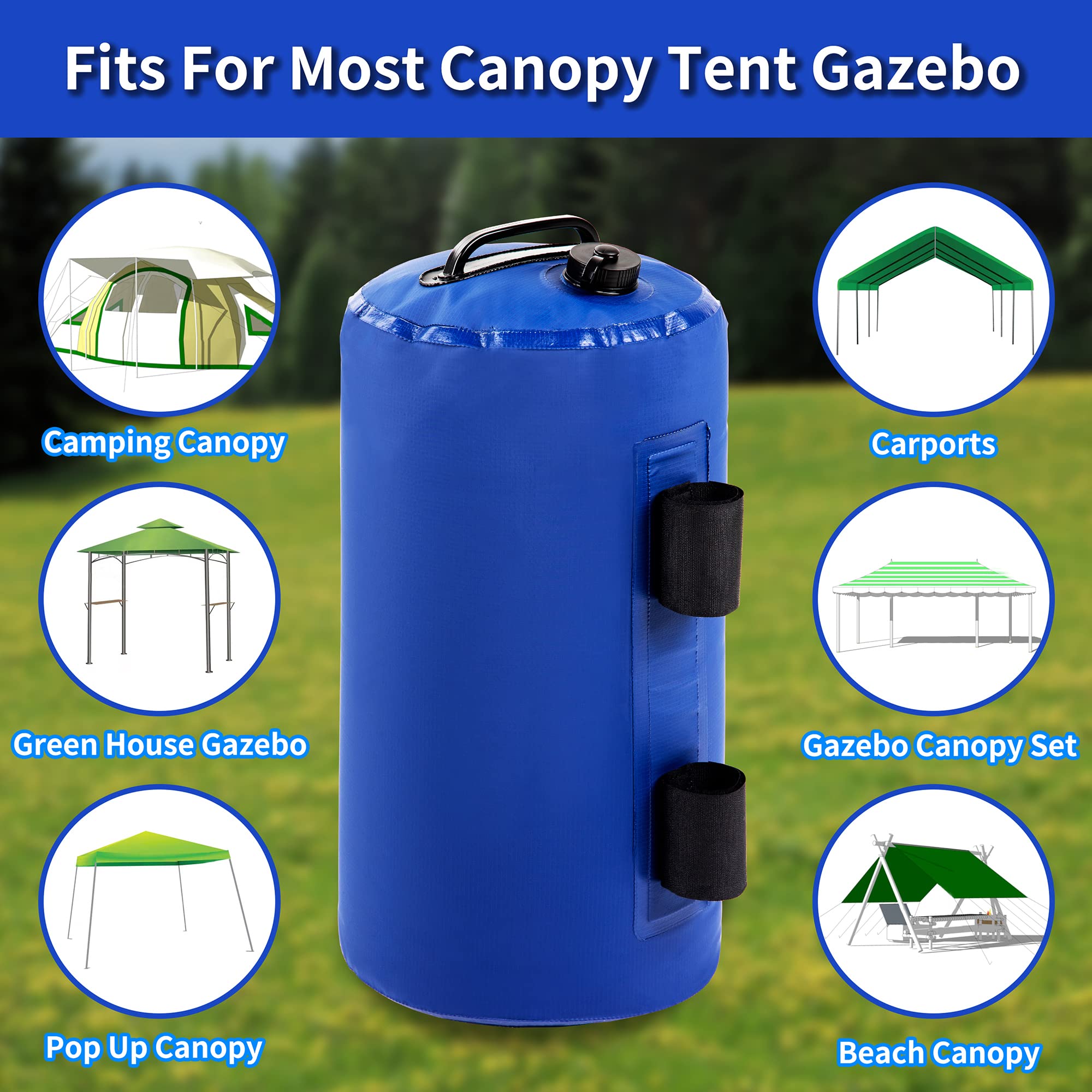 Winsper Canopy Weights Bag, 176 LBS Tent Weights Set of 4-20L Heavy Duty Portable Water/Sand Weights Strong Windproof for Pop up Canopy, Tent, Gazebo, Shelter Upgraded (Blue-20L)