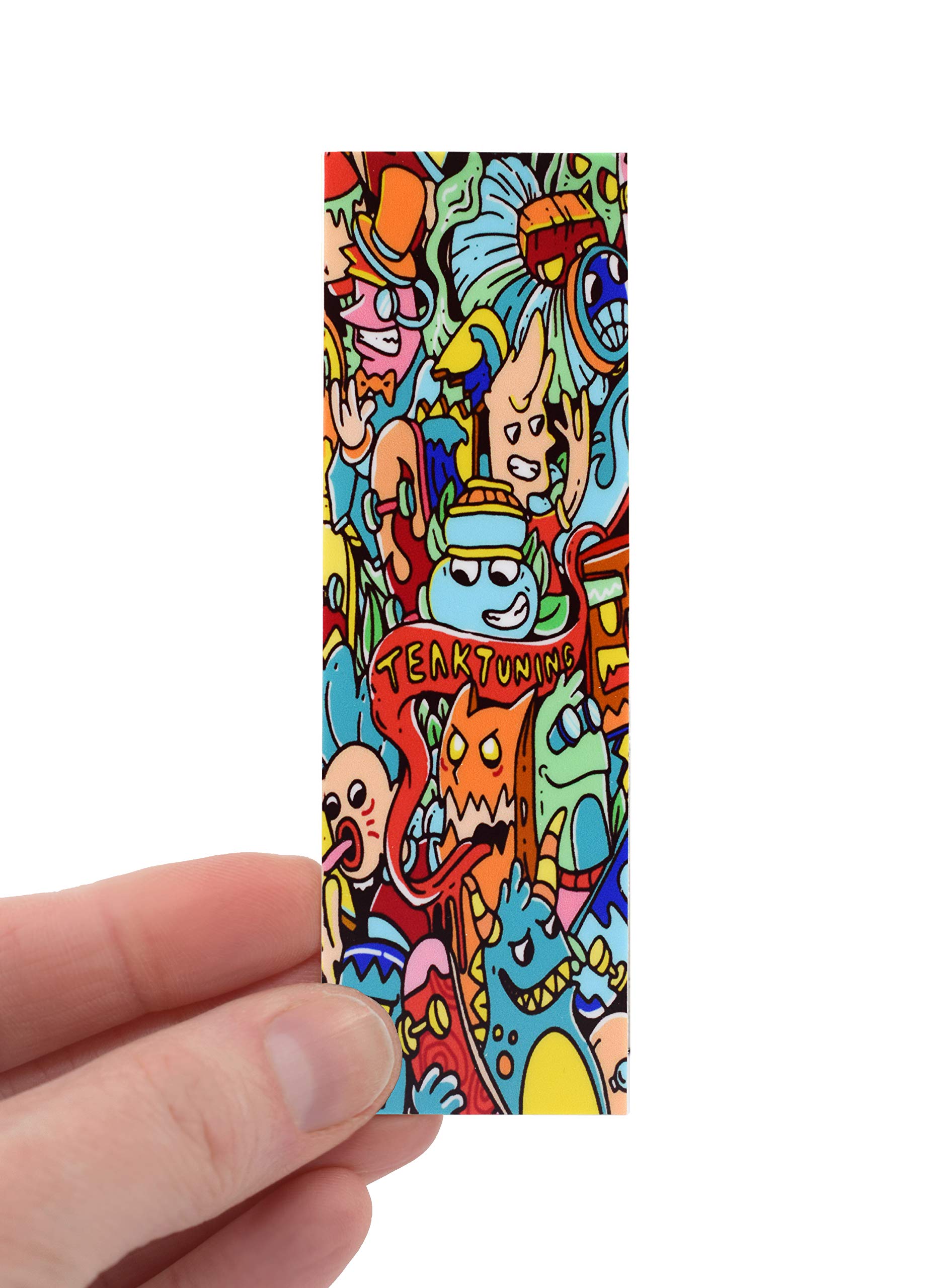 Teak Tuning Fingerboard Deck Graphic, Bubble Bushings & Monsters" - Adhesive Graphics to Customize Your 35mm - 110mm Long, 35mm Wide - Waterproof Vinyl - Includes Mini File