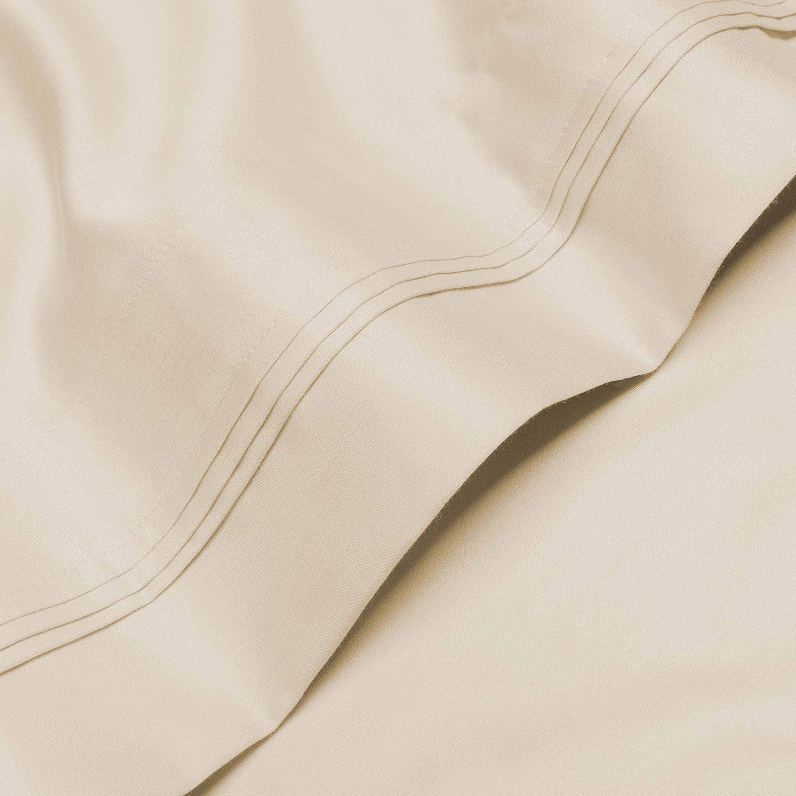 Superior Egyptian Cotton 4 Piece Sheet Set, Luxury 1000 Thread Count, Eco-Friendly, Sustainable Sheets, Ultra-Soft Basics, Solid, Deep Pocket Fitted Sheet, Flat Sheet, Pillowcases, King, Ivory